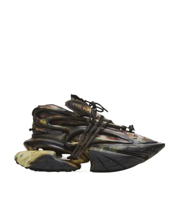 Balmain Printed Neoprene And Leather Unicorn Trainers - Black