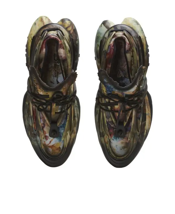 Balmain Printed Neoprene And Leather Unicorn Trainers - Black