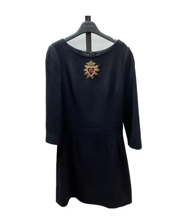 Dolce & Gabbana Logo Embellished Round Neck Dress