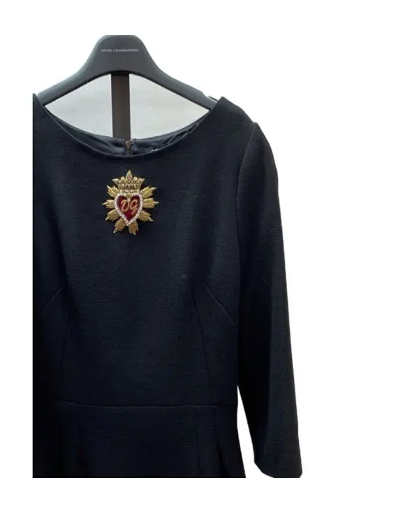 Dolce & Gabbana Logo Embellished Round Neck Dress