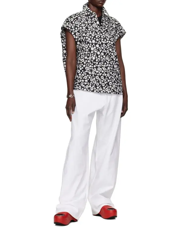 Marni Floral Print Cap Sleeve Shirt