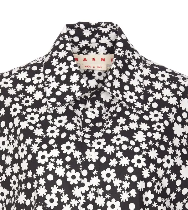 Marni Floral Print Cap Sleeve Shirt