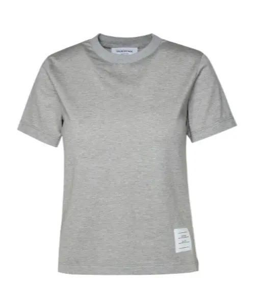 Thom Browne Logo Patch Crewneck T-shirt - Light Gray