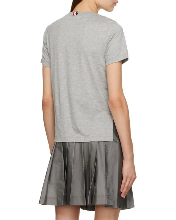 Thom Browne Logo Patch Crewneck T-shirt - Light Gray