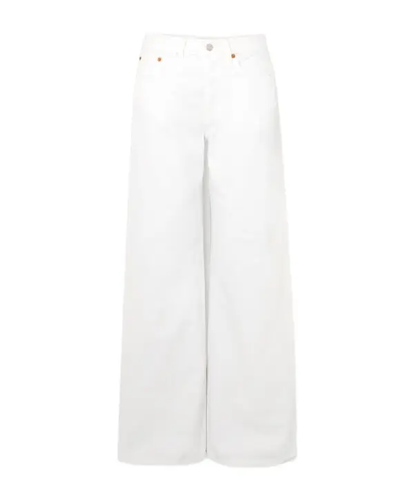 RE/DONE Palazzo Frayed Mid-rise Wide-leg Jeans