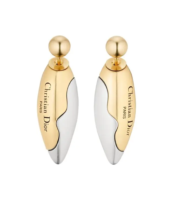 Dior Tribales Earrings With Paris Signature - Gold And Silver