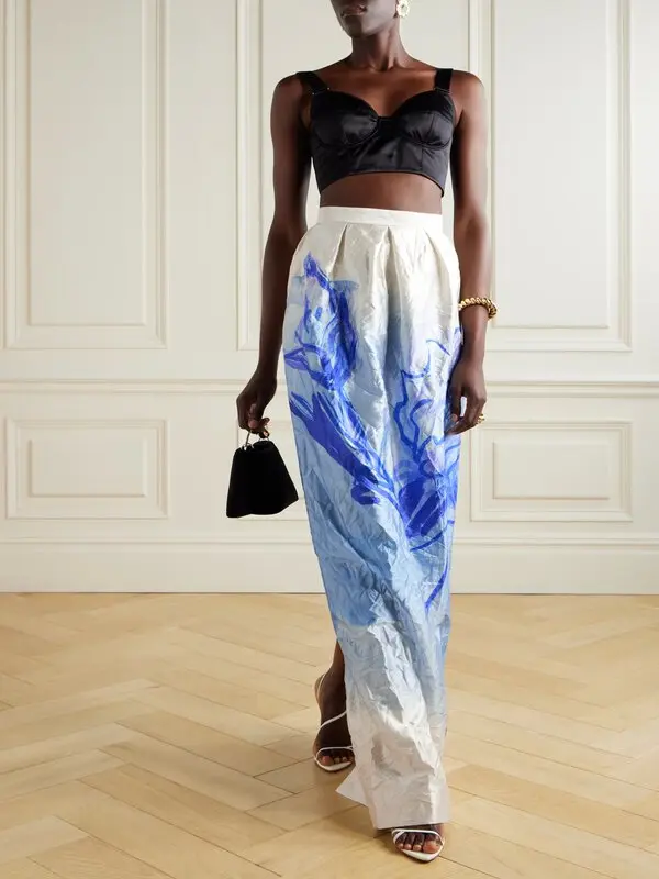Erdem Floral Print Pleated Midi Skirt