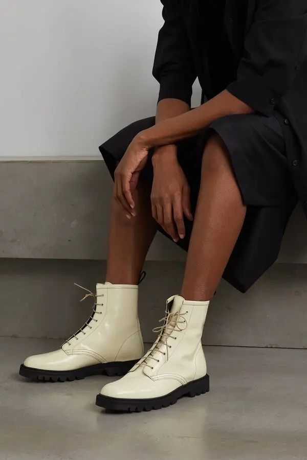 THE ROW Ranger Lace-up Leather Ankle Boots