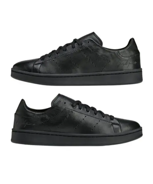 Y3 Stan Smith Lace Up Leather Sneakers - Black