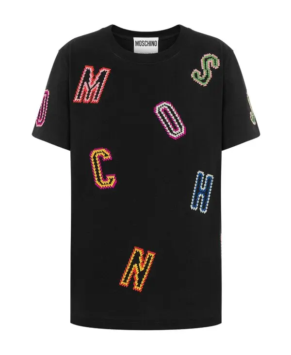 Moschino Letter Embroidered Cotton T-shirt