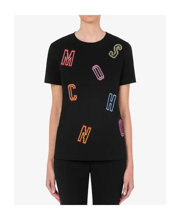 Moschino Letter Embroidered Cotton T-shirt