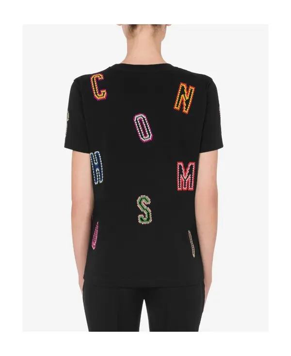 Moschino Letter Embroidered Cotton T-shirt