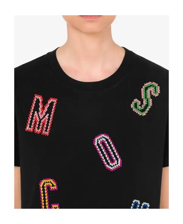 Moschino Letter Embroidered Cotton T-shirt