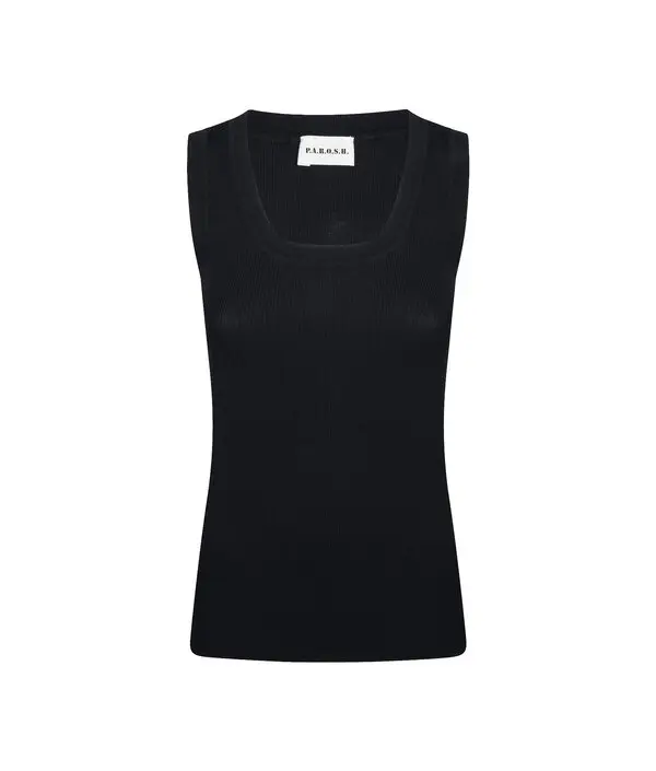P.a.r.o.s.h Fine-ribbed Scoop Neck Tank Top - Black
