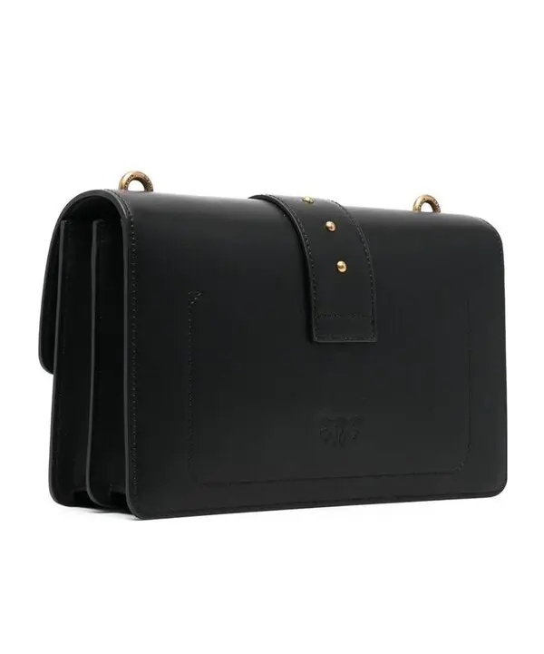 Pinko Logo Plaque Chain Linked Crossbody Bag - Black