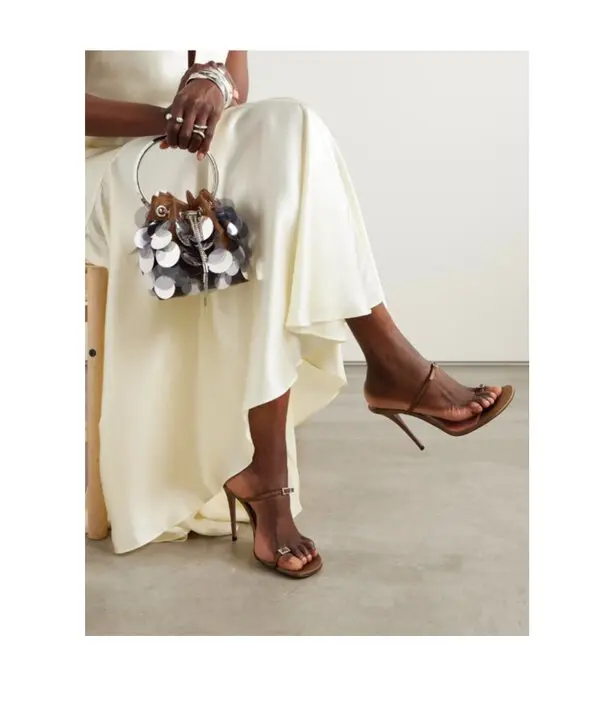 Amina Muaddi Embellished Satin Sandals