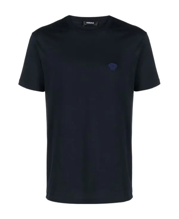 Versace Logo-embroidered Crewneck T-shirt - Black