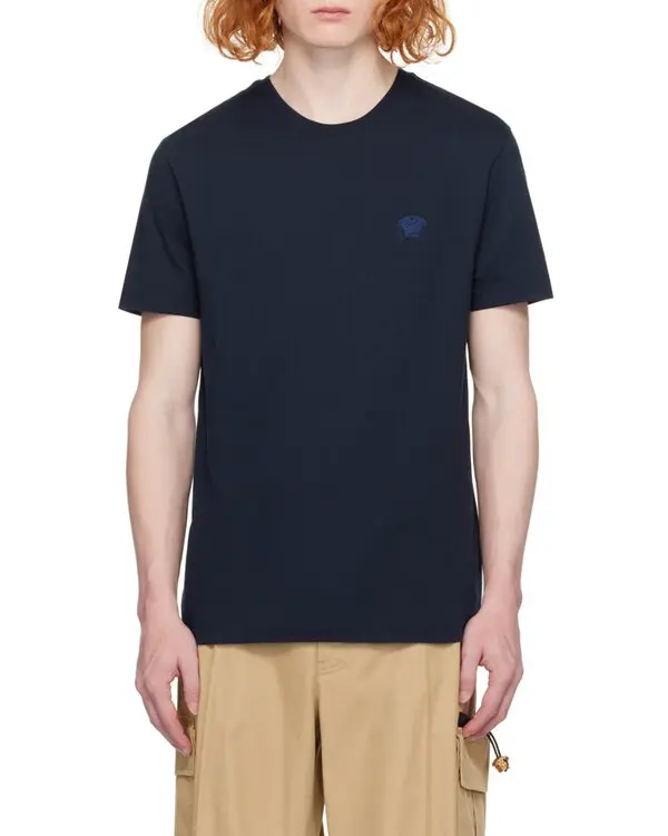 Versace Logo-embroidered Crewneck T-shirt - Black