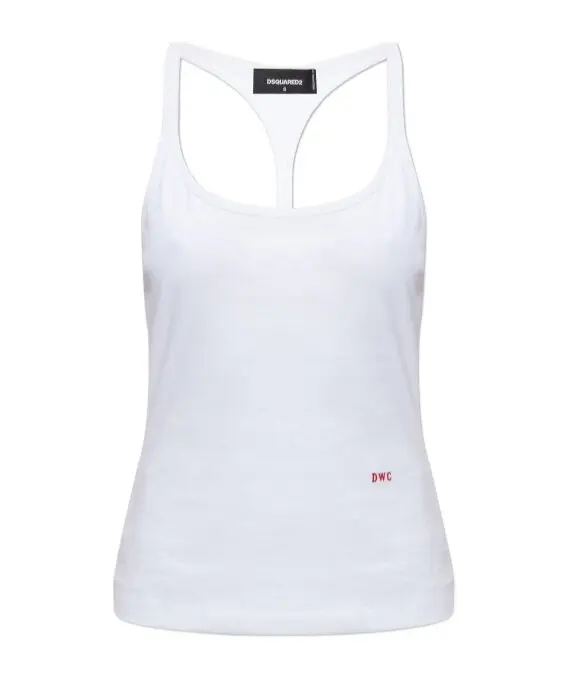 Dsquared2 Embroidered Logo Halter Neck Tank - White