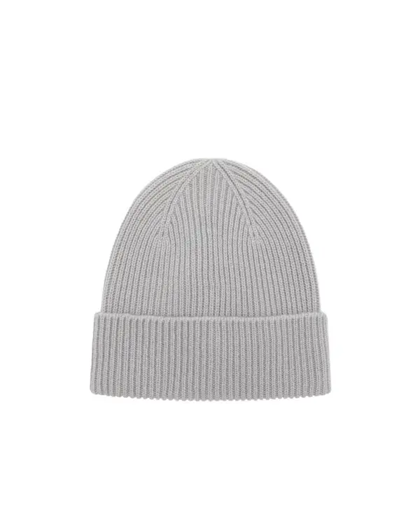 Gucci Cashmere Ribbed Beanie With Gg Patches - Grey