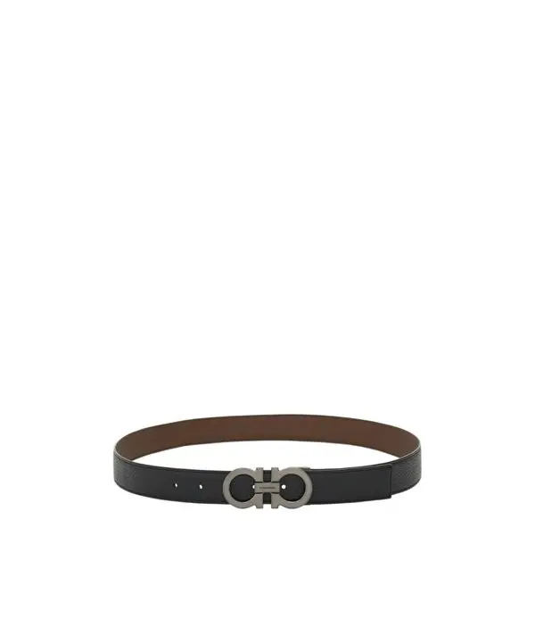 FERRAGAMO Gancini Belt - Black/clay
