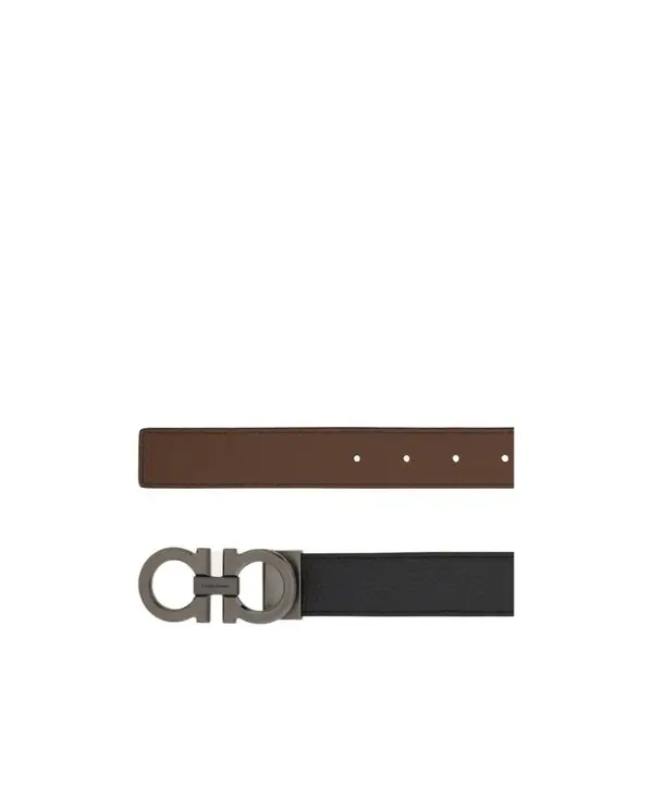 FERRAGAMO Gancini Belt - Black/clay