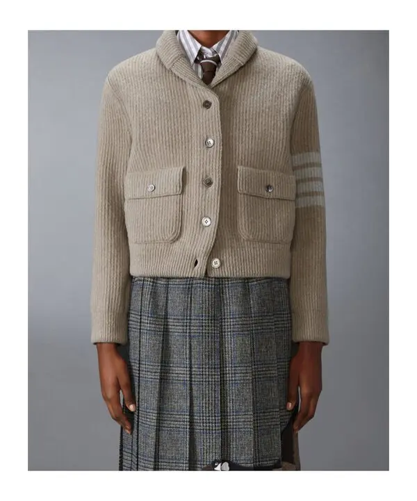 Thom Browne 4-bar Stripes Ribbed Bomber Jacket
