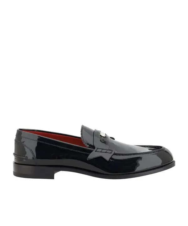 CHRISTIAN LOUBOUTIN Embellished Plaque Round-toe Loafers - Black
