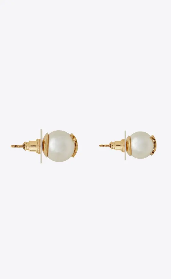 Saint Laurent Cassandre Detailed Round Earrings