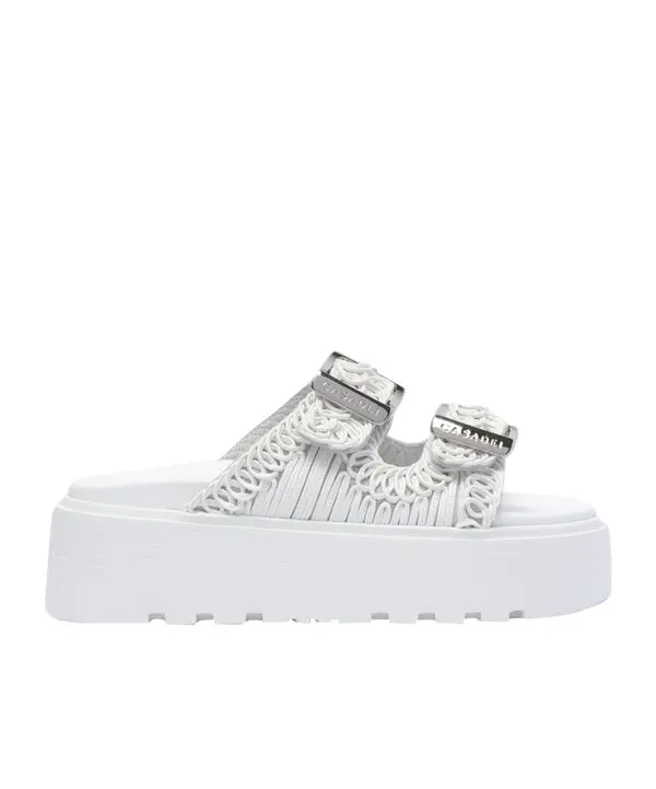Casadei Double-strap Slip-on Platform Sandals - White