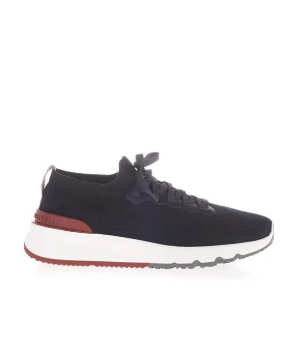 Brunello Cucinelli Knitted Lace-up Sneakers - Blue
