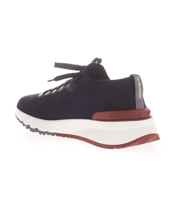Brunello Cucinelli Knitted Lace-up Sneakers - Blue
