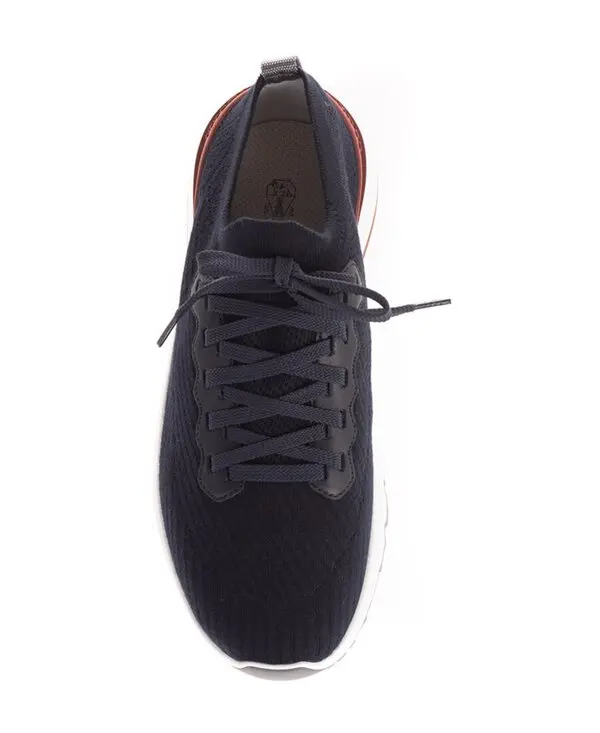 Brunello Cucinelli Knitted Lace-up Sneakers - Blue