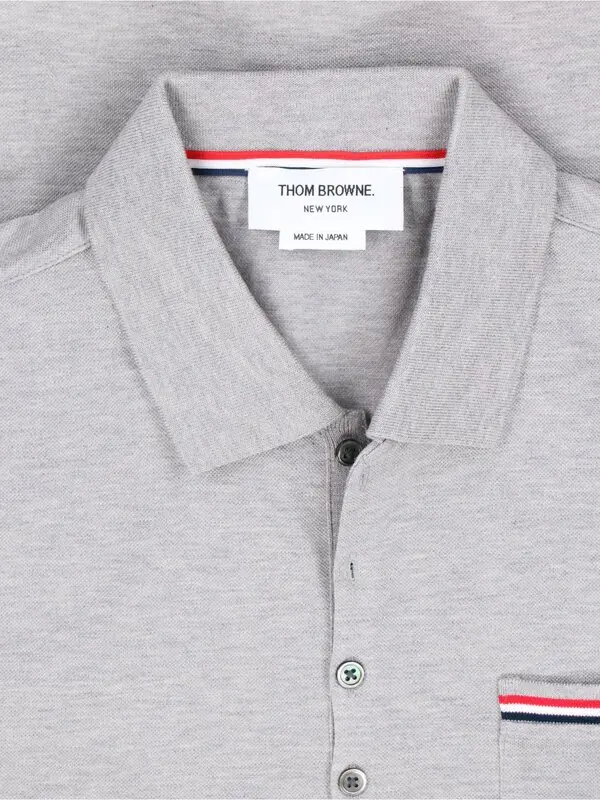 Thom Browne Rwb Pocket Trim Polo Shirt - Light Gray