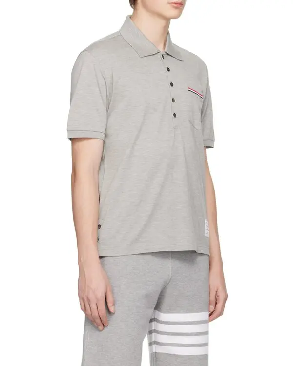 Thom Browne Rwb Pocket Trim Polo Shirt - Light Gray