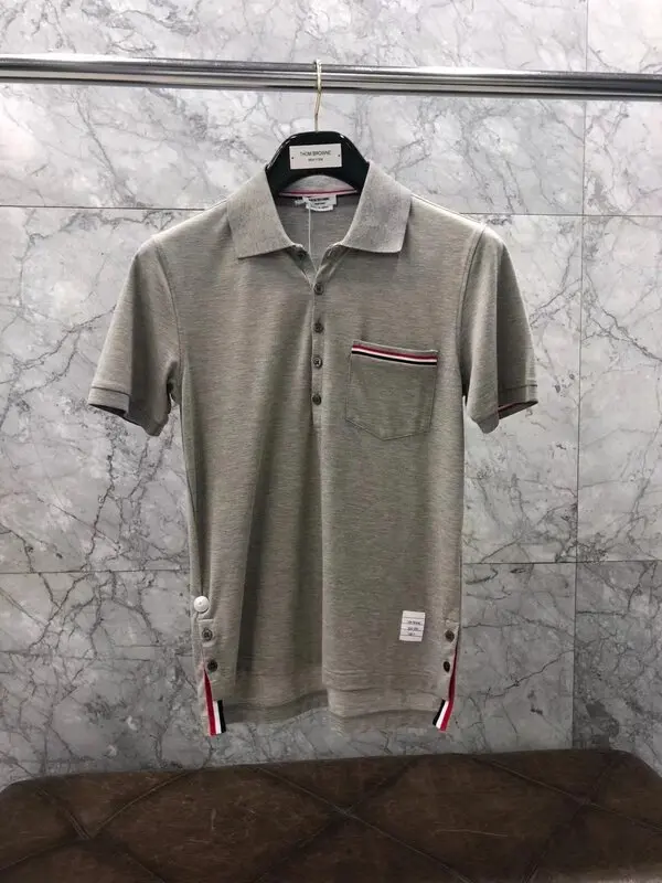 Thom Browne Rwb Pocket Trim Polo Shirt - Light Gray
