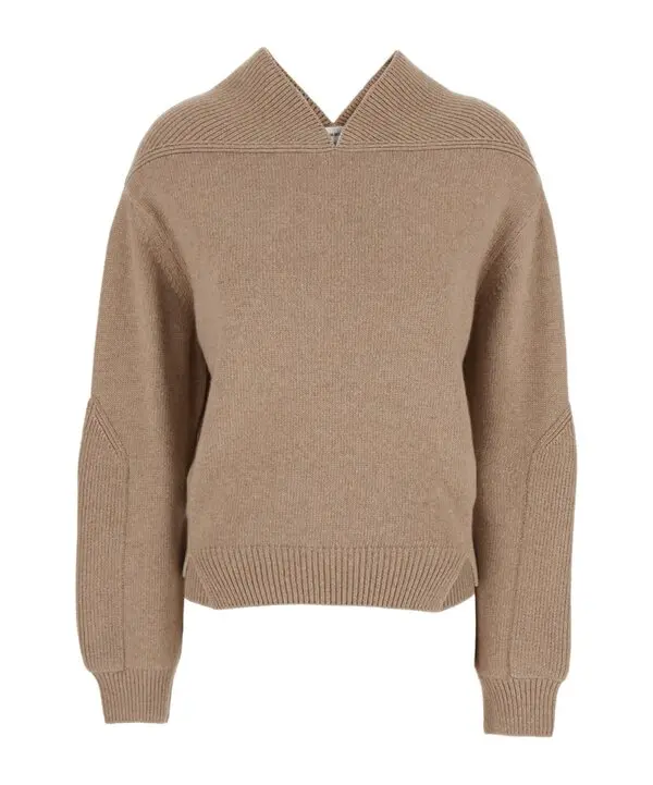Victoria Beckham Long Sleeve V-neck Jumper - Beige