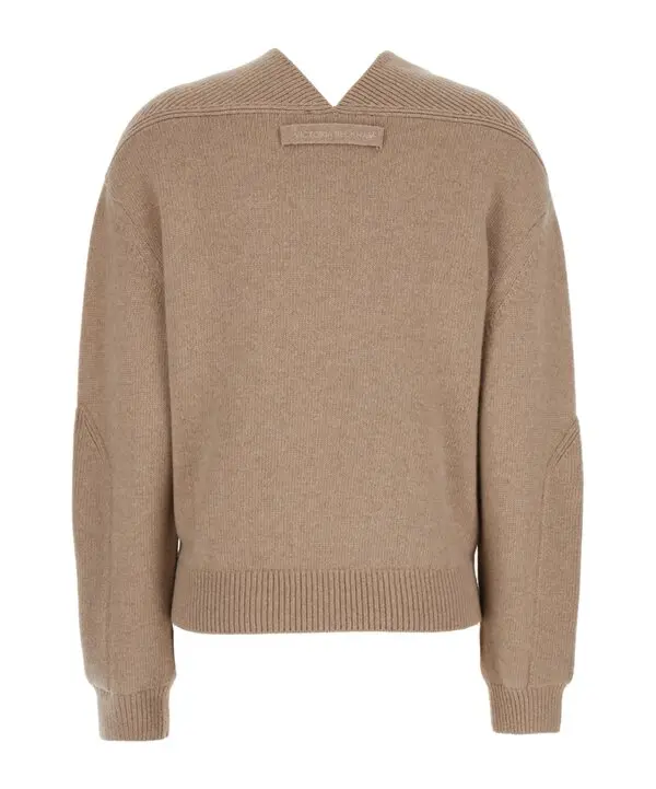 Victoria Beckham Long Sleeve V-neck Jumper - Beige