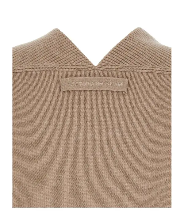 Victoria Beckham Long Sleeve V-neck Jumper - Beige