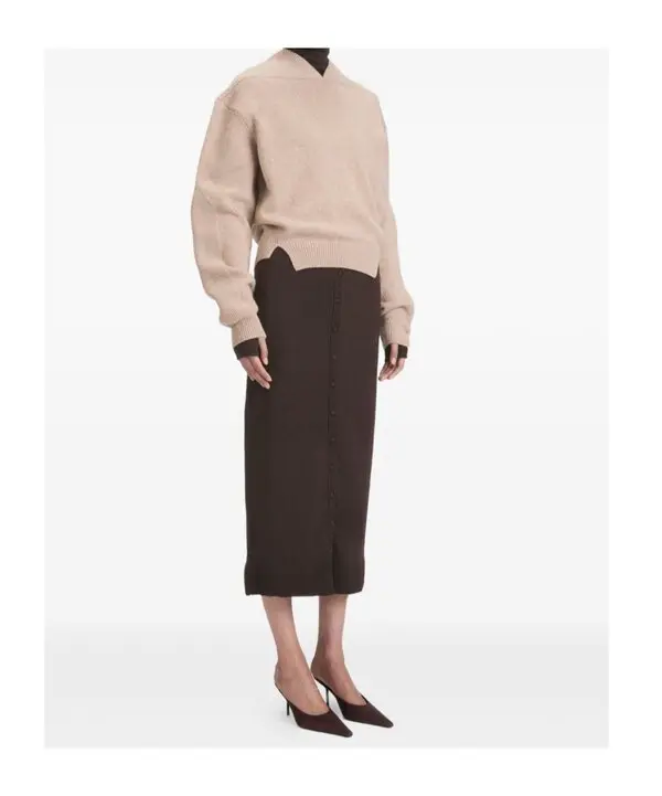 Victoria Beckham Long Sleeve V-neck Jumper - Beige