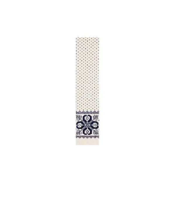 Celine Scarf In Fair Isle Wool - Off-white/navy Blue