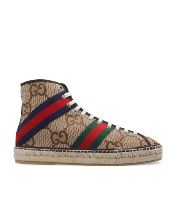 Gucci Jumbo Gg Lace-up High-top Espadrille Sneakers