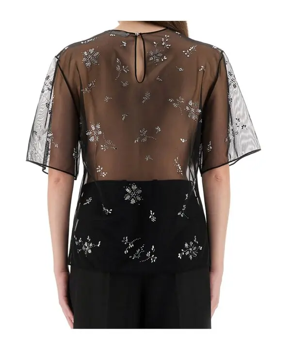 Rabanne Embellished Floral Sheer Top