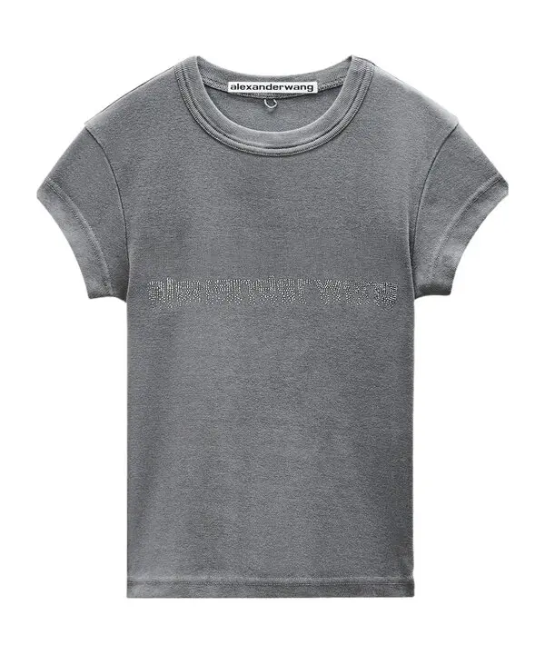 Alexander Wang Logo Embellished Crewneck T-shirt - Grey