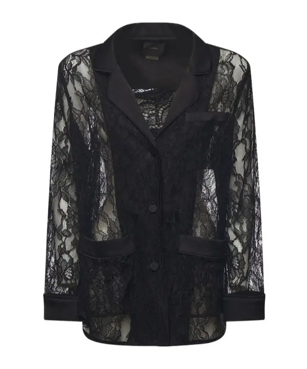 Pinko Single-breasted Lace-panelled Jacket - Black