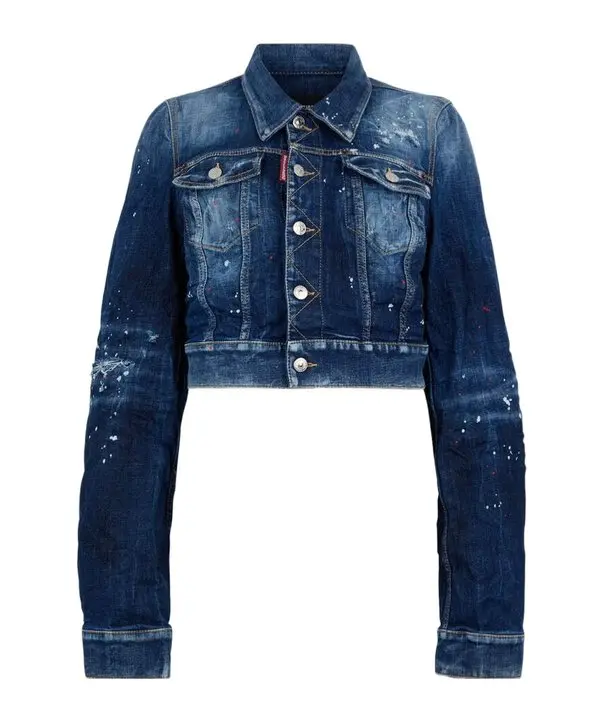 Dsquared2 Medium Spots Wash Dean Distressed Jean Jacket - Blue