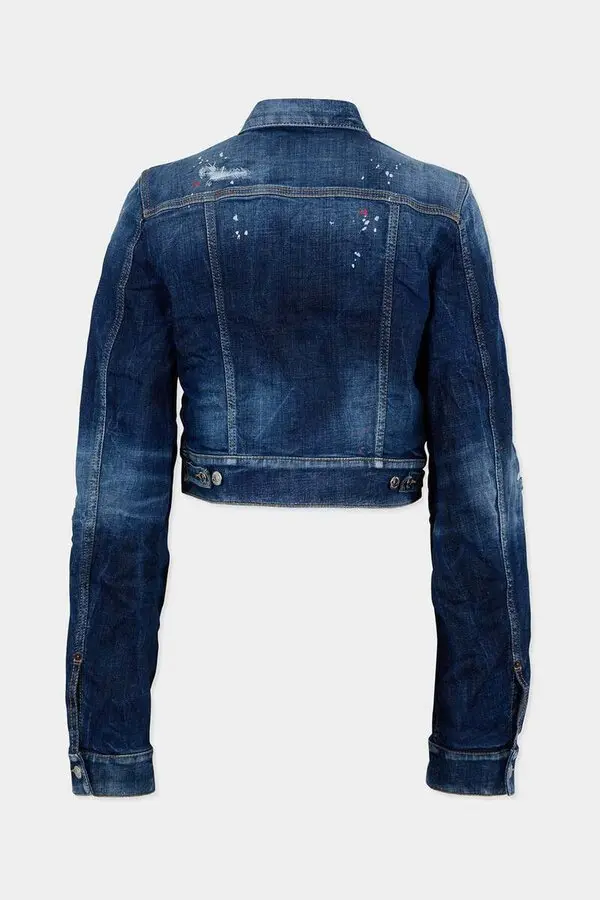 Dsquared2 Medium Spots Wash Dean Distressed Jean Jacket - Blue