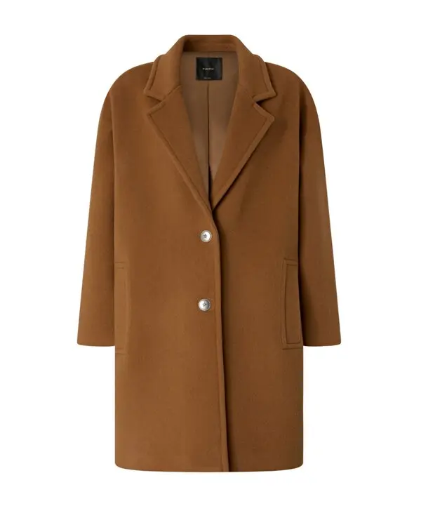 Pinko Belted Lapel Coat - Brown