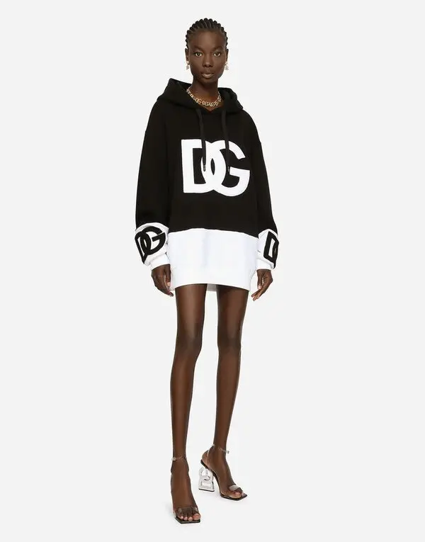 Dolce & Gabbana Dg Logo Color Block Hoodie Dress