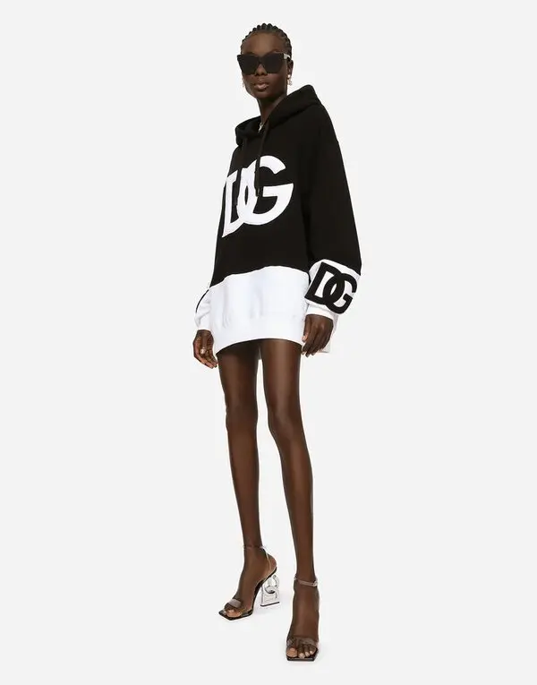 Dolce & Gabbana Dg Logo Color Block Hoodie Dress